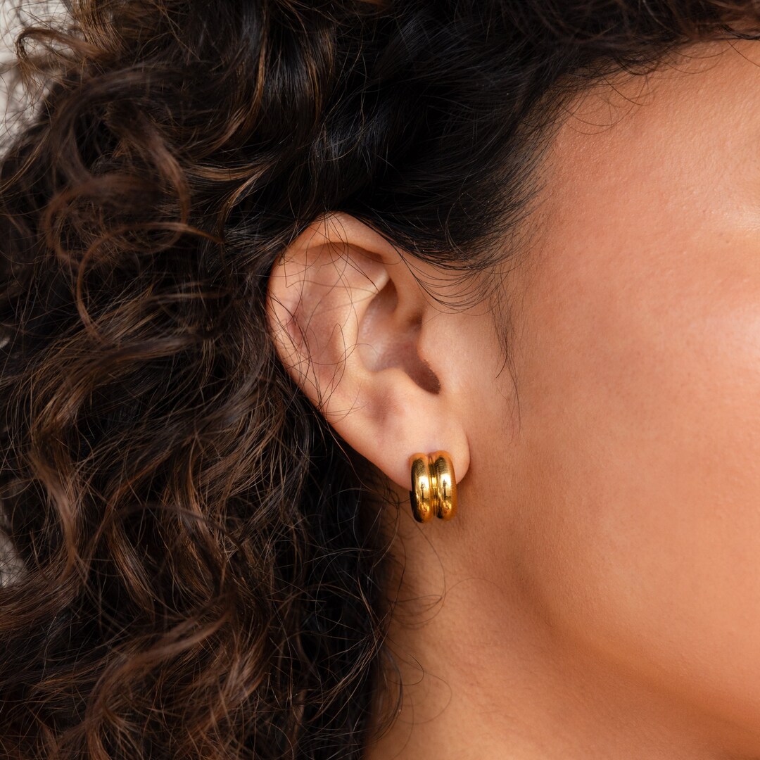Chunky Double Hoops by Caitlyn Minimalist • Silver & Gold Geometric ...