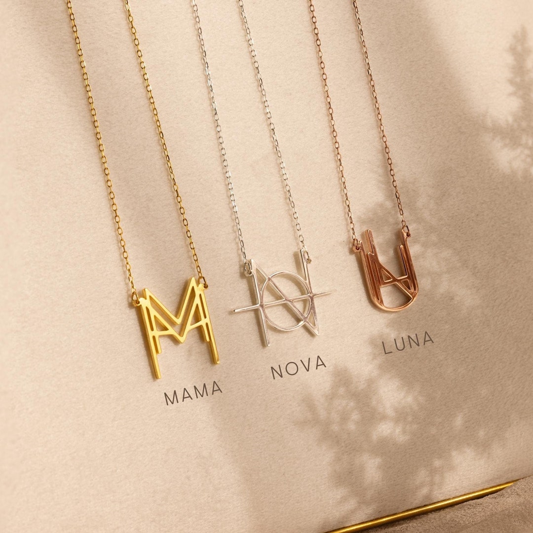 Modern Name Necklace by Caitlyn Minimalist • Custom Name Logo Necklace ...