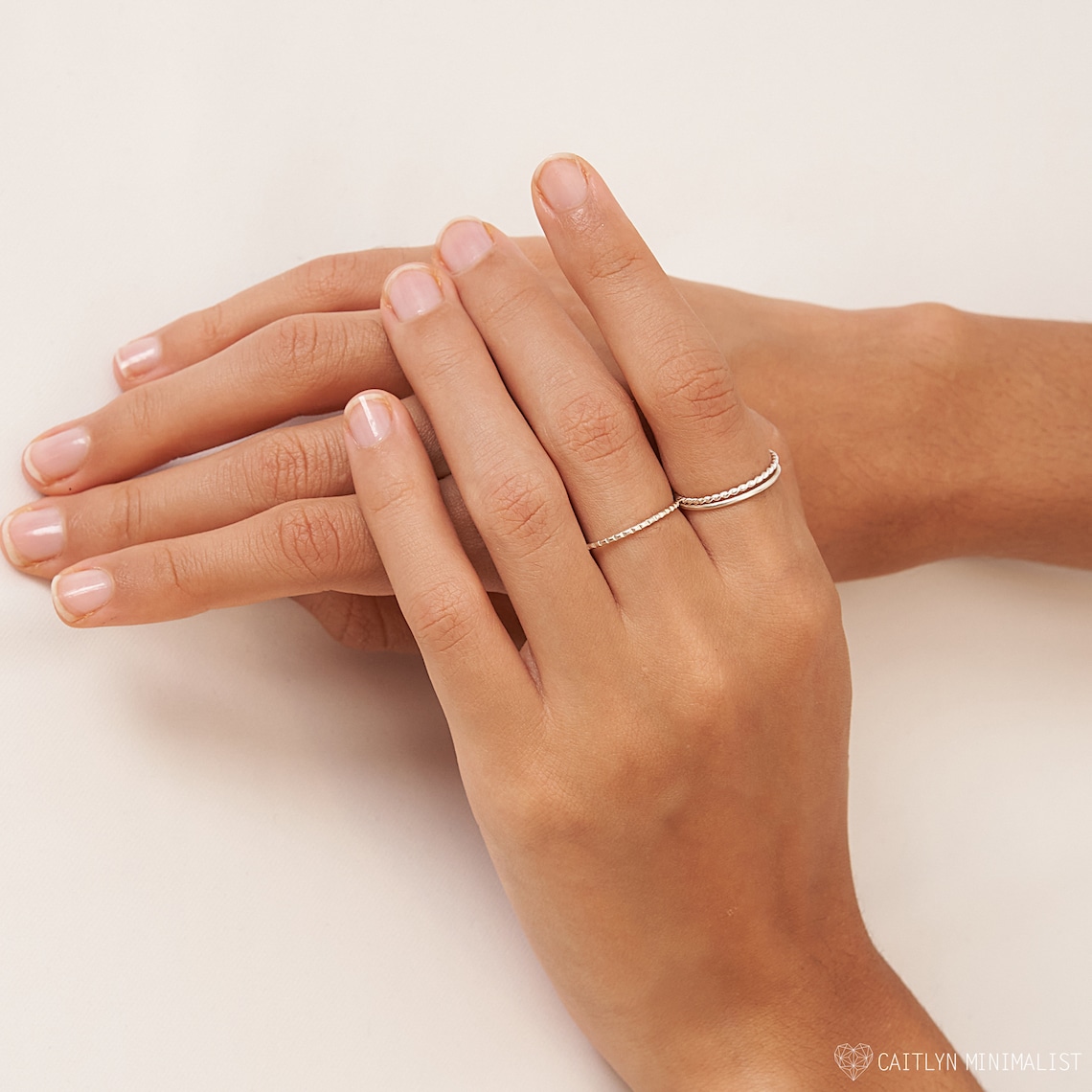 Thin Stacking Rings Set of 3: Midi Ring Twist Ring Lined - Etsy