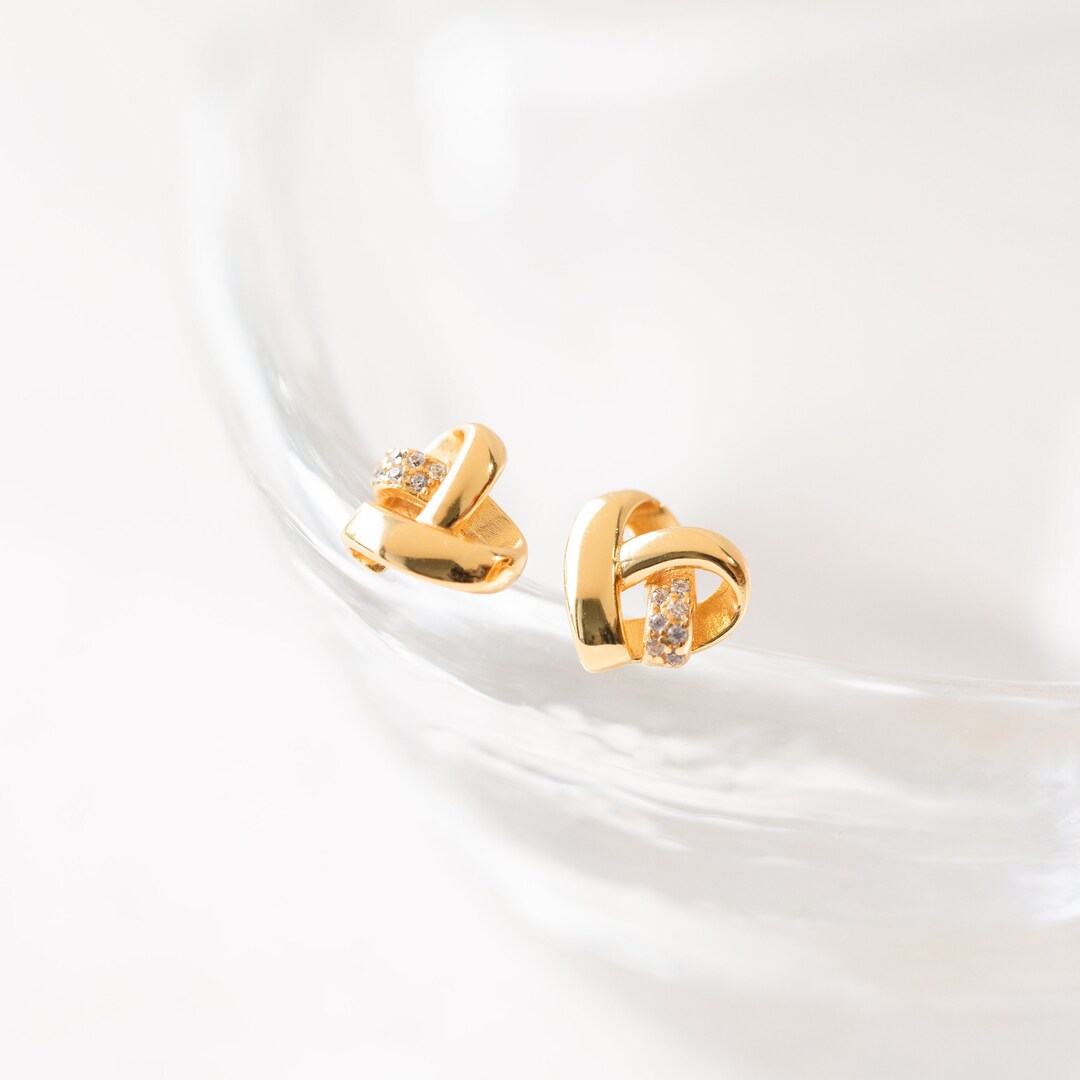 Heart Knot Earrings by Caitlyn Minimalist • Stacking Diamond Stud ...