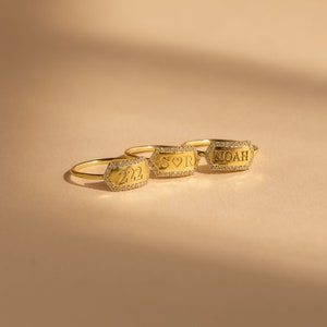 Engraved Signet Ring by Caitlyn Minimalist • Custom Hexagon Bar Name ...