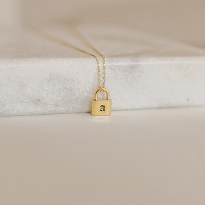 Initial Padlock Necklace by Caitlyn Minimalist • Custom Lock Letter ...