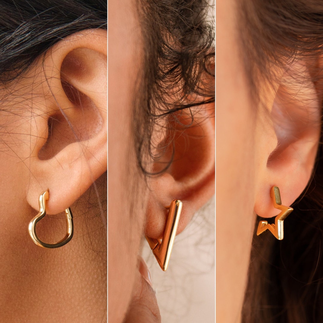 Geometric Hoops by Caitlyn Minimalist • Heart Hoops, Triangle Huggies ...