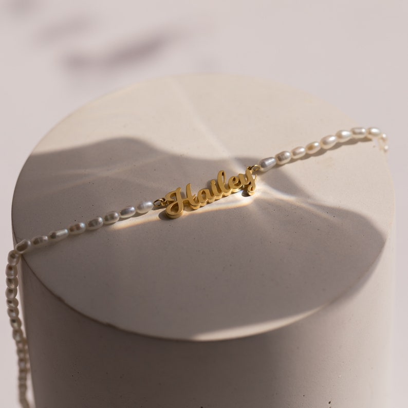 Personalized Pearl Name Necklace by Caitlyn Minimalist - Etsy