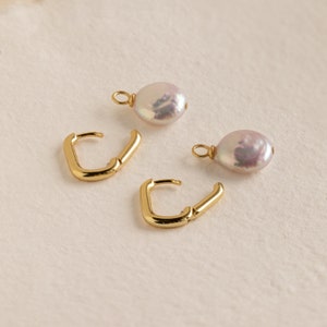 Dangling Pearl Huggie Hoops by Caitlyn Minimalist • Dainty Hoop Earrings With Pearl Charm ...