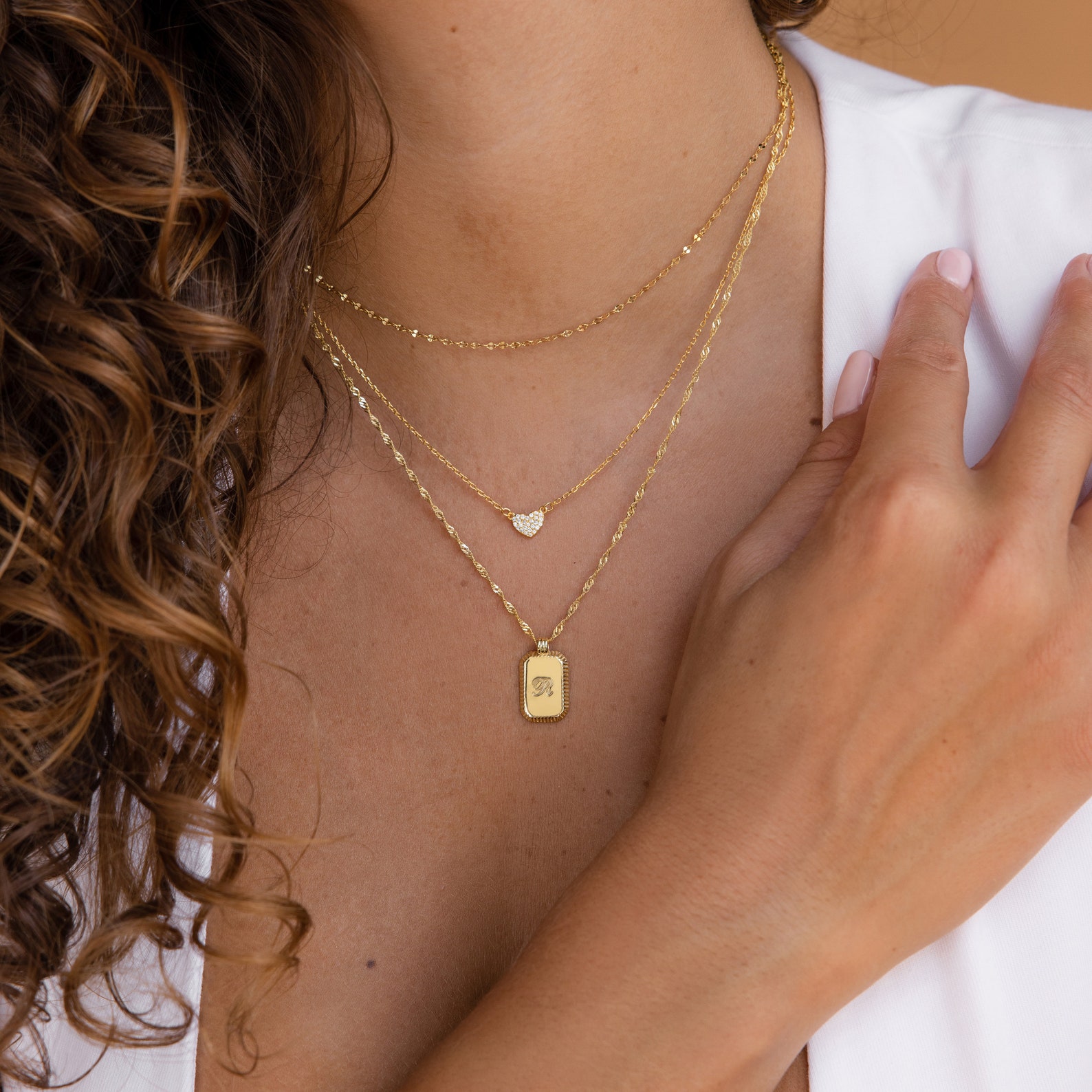 Initial Signet Pendant Necklace by Caitlyn Minimalist • Personalized ...