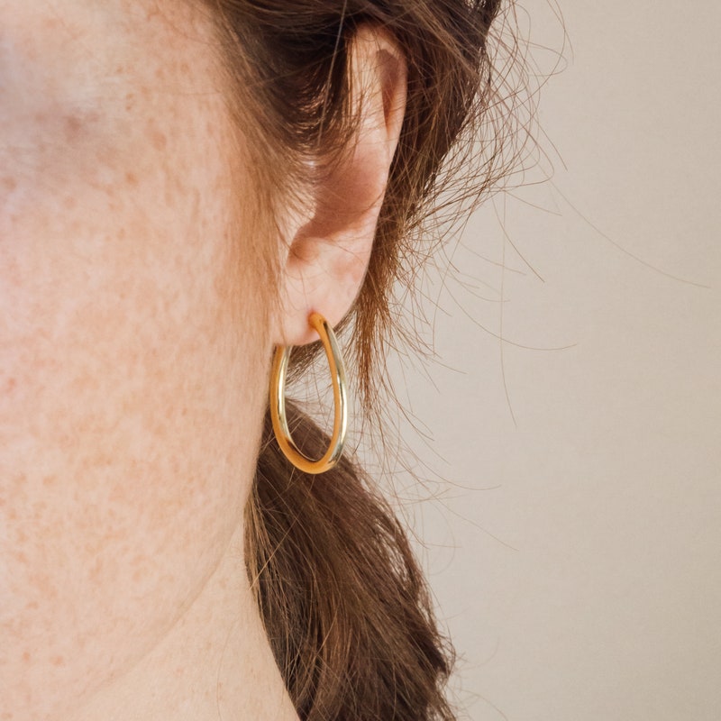 2” Gold Oval Hoops - Etsy