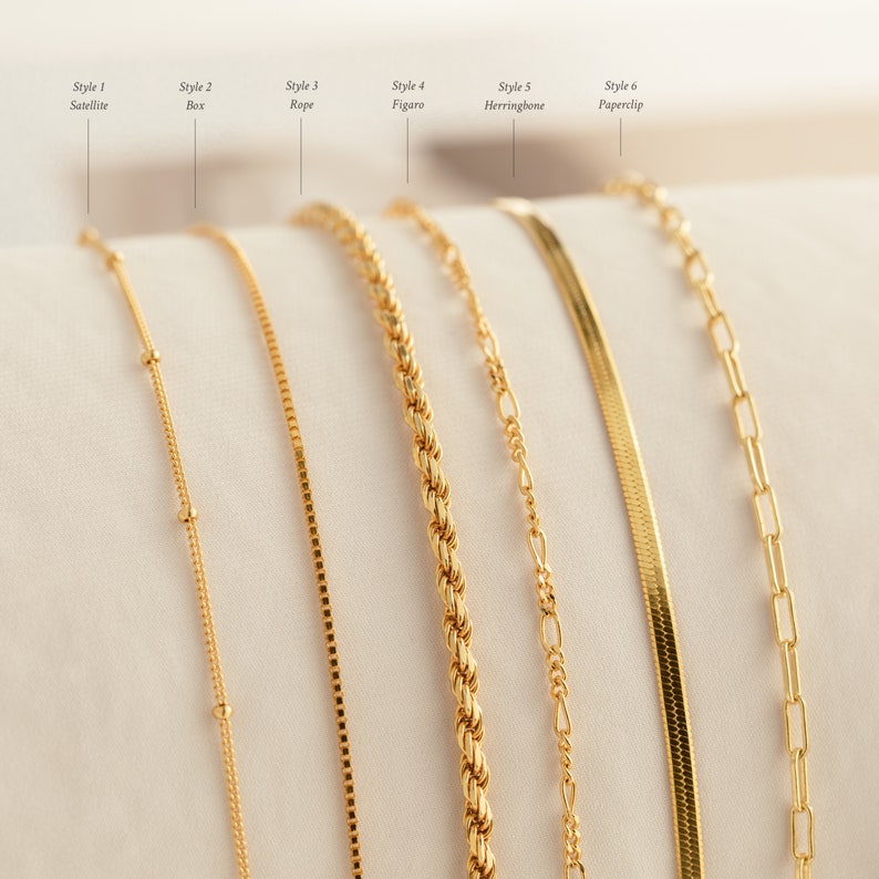 Dainty Bracelet Chains by Caitlyn Minimalist Figaro Box - Etsy