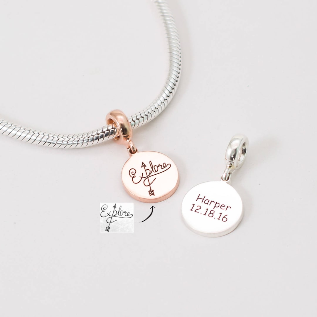Handwriting Charm • Customized European Tags • Silver Personalized Name ...