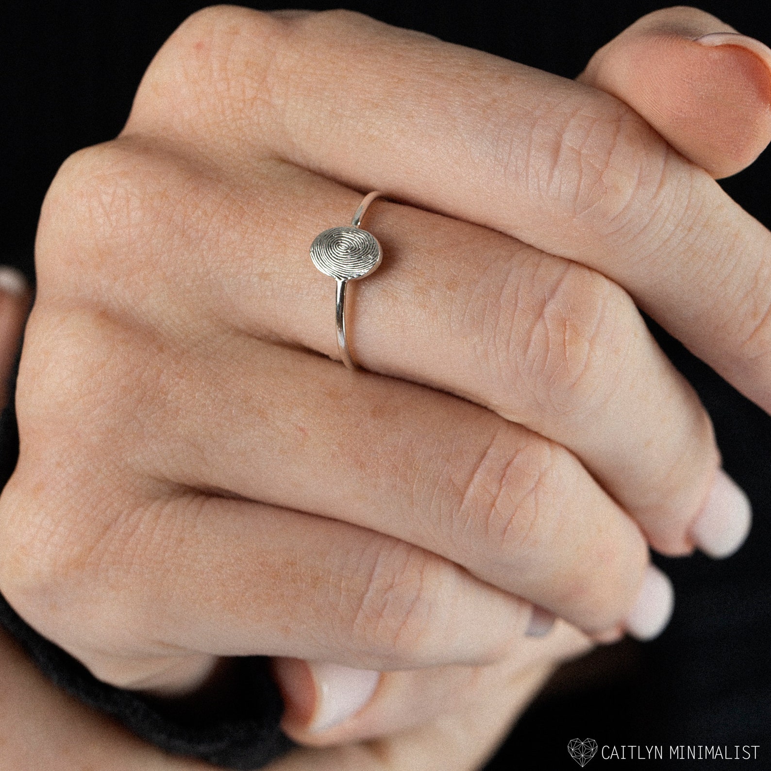 Oval Fingerprint Ring Actual Fingerprint Jewelry in Sterling | Etsy