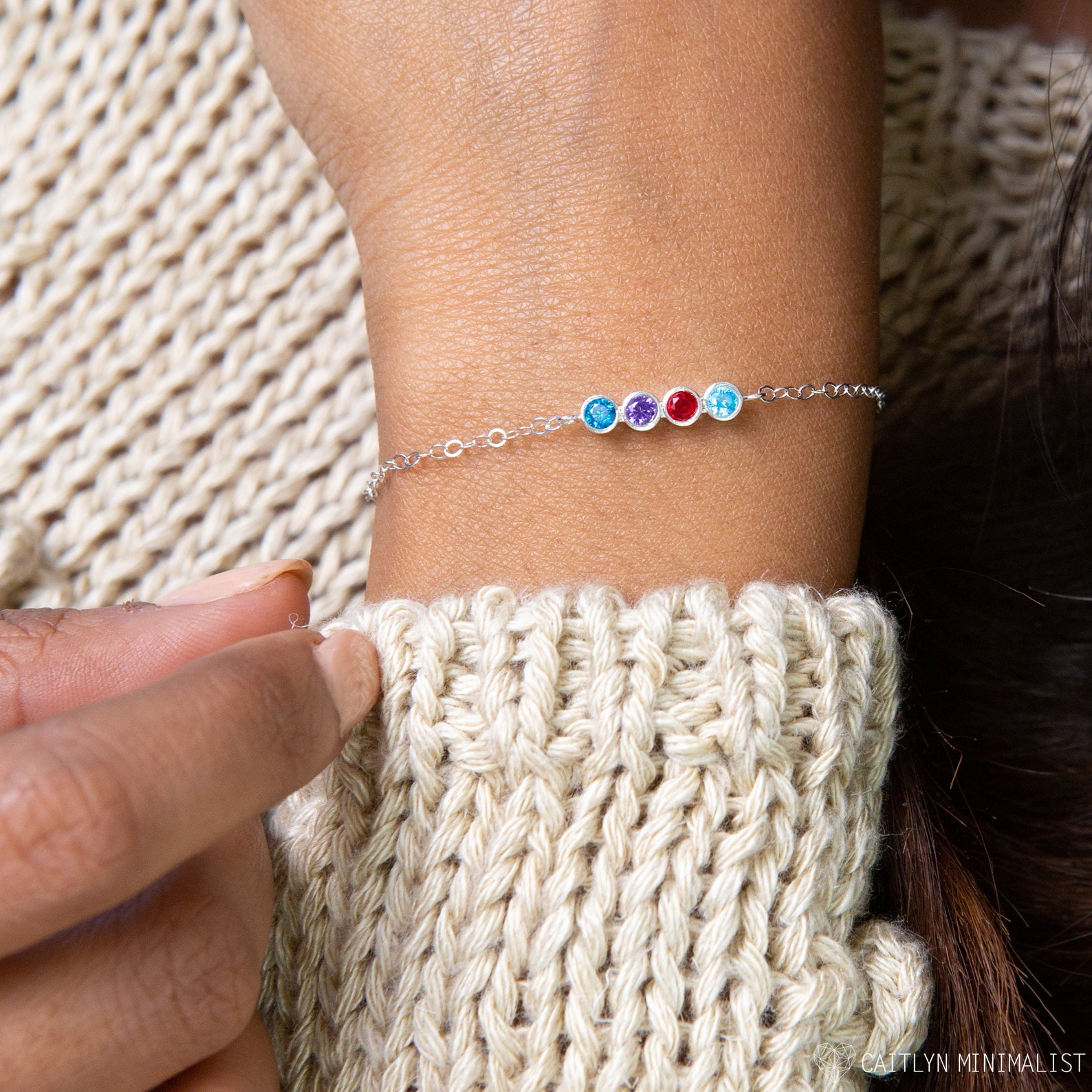 Custom Birthstone Bracelet Multiple Birthstone Bracelet in - Etsy