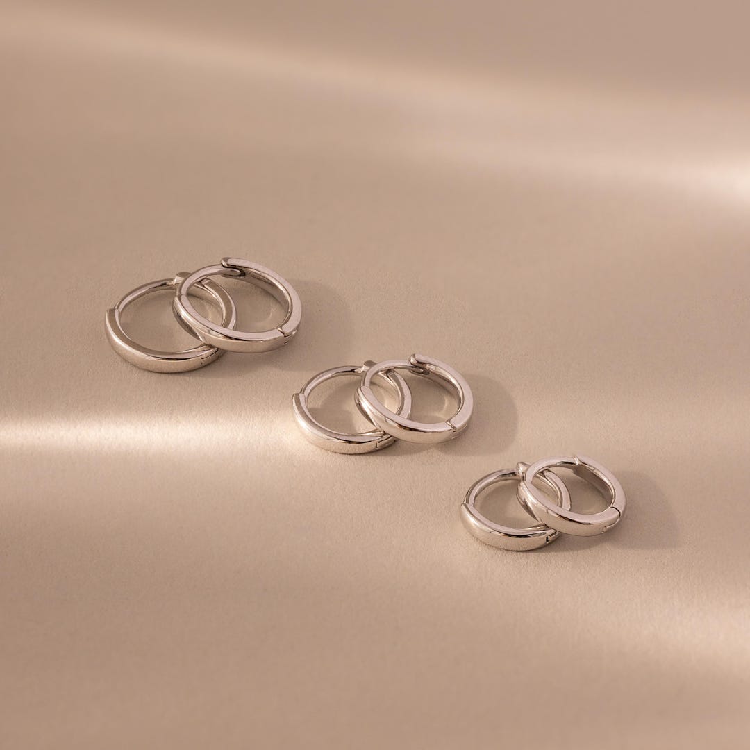 Dainty Huggies Set by Caitlyn Minimalist • Mini Small Silver Hoop ...