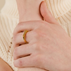 Custom Signet Ring • Name Ring • Stackable Bar Ring • Minimalist Ring • Personalized Engraved ...