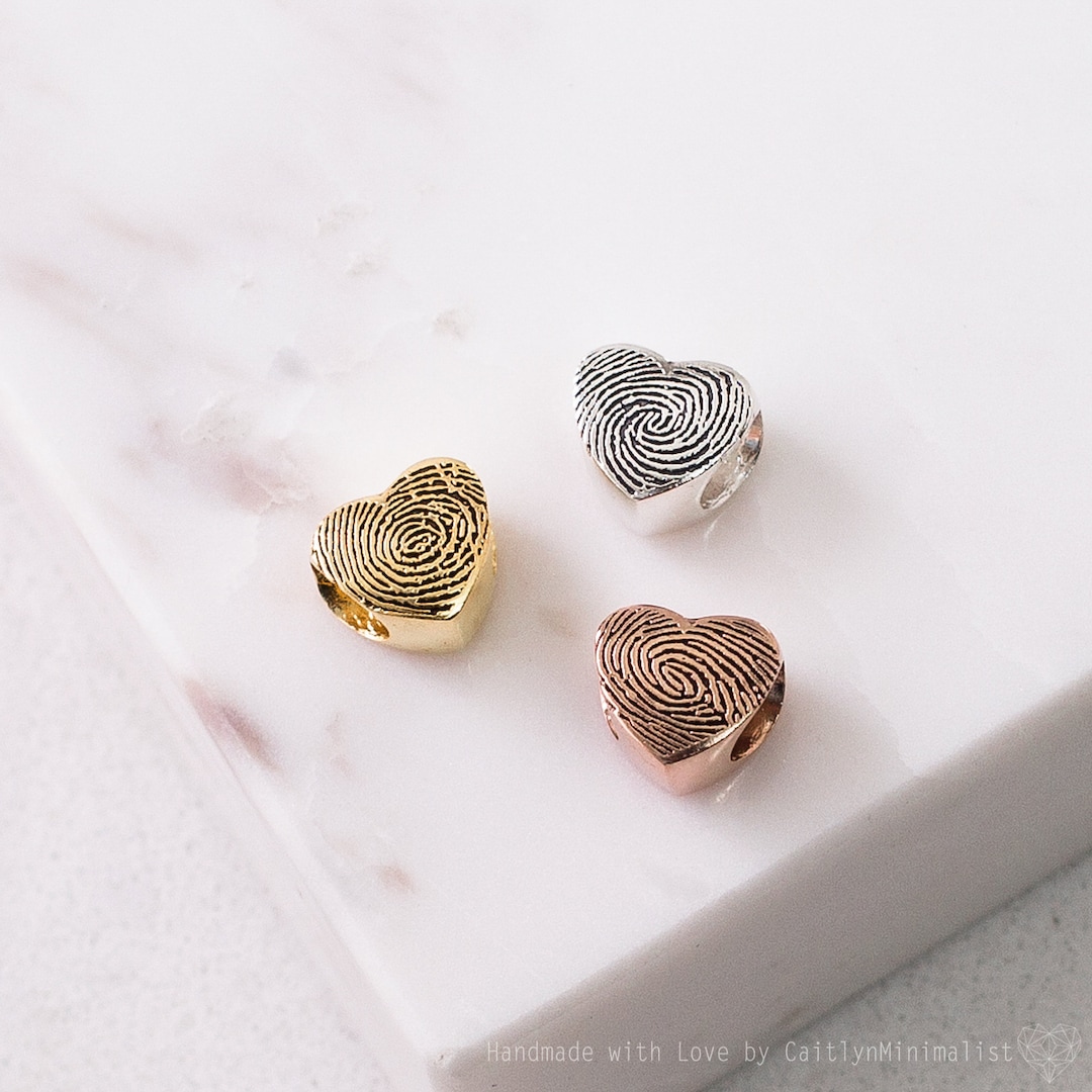 Actual Fingerprint Charm • European Bracelet Bead • Custom Fingerprint ...