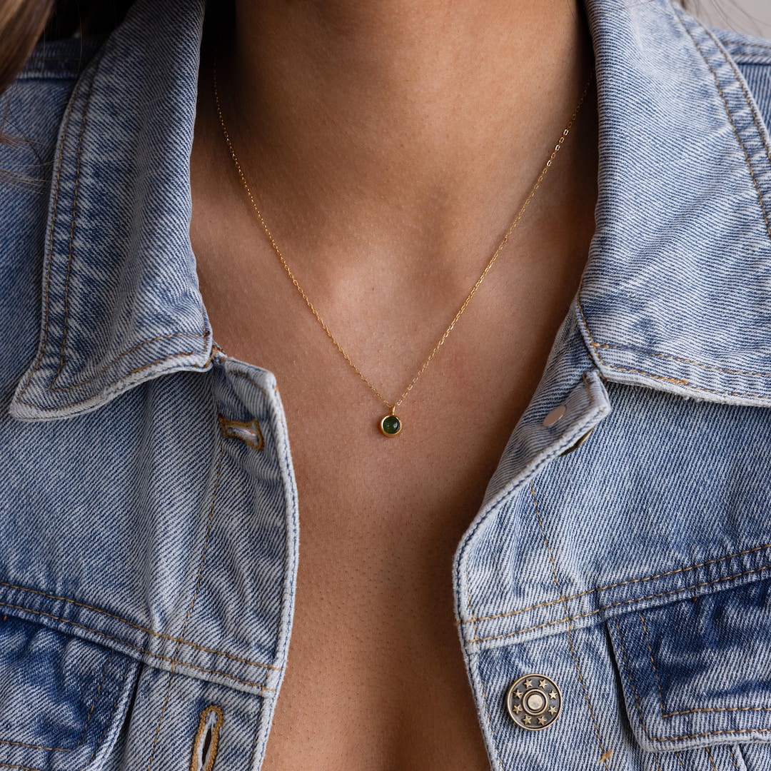 Jade Necklace by Caitlyn Minimalist • Round Birthstone Pendant Necklace ...