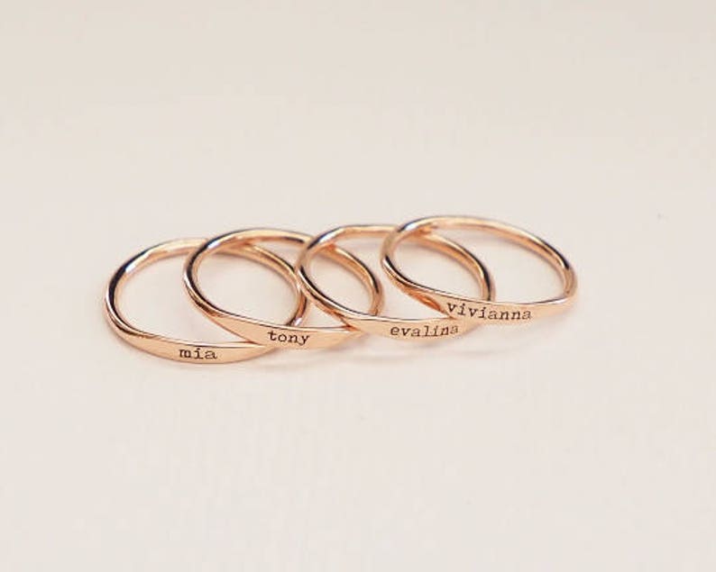 Custom Name Ring Personalized Stacking Ring Skinny - Etsy