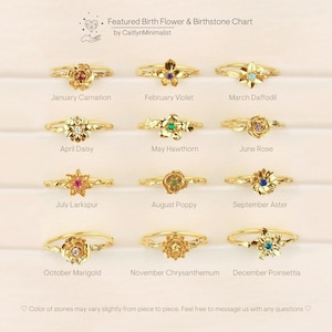 Flower Birthstone Ring by Caitlyn Minimalist • Stackable Vintage ...