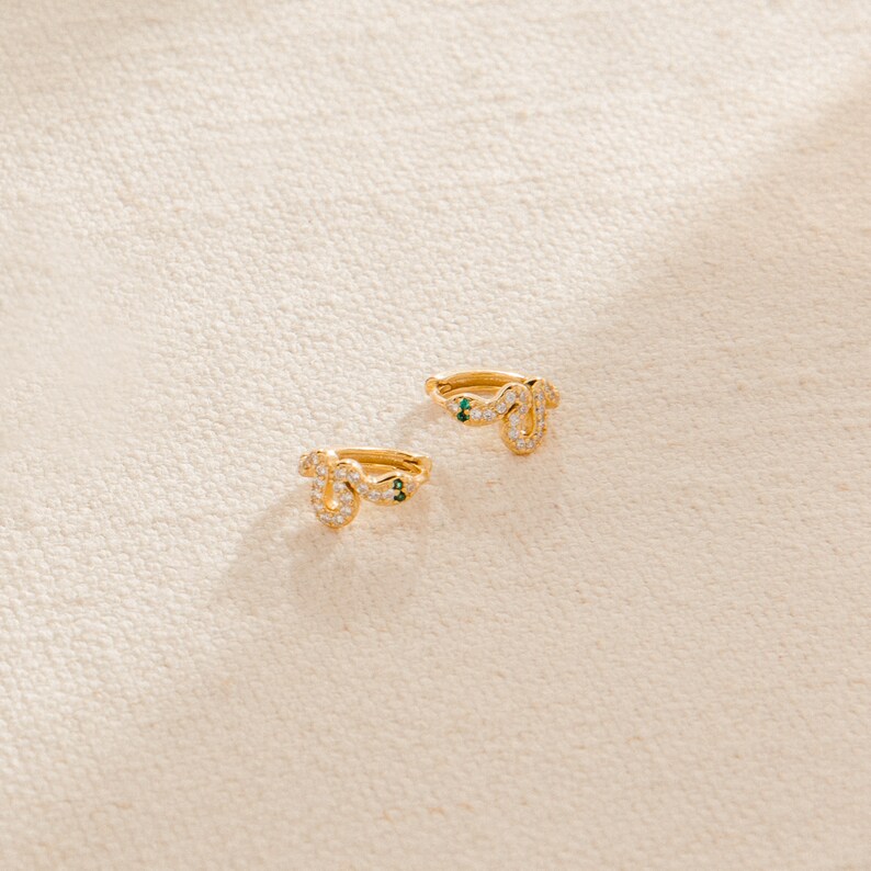 Cobra Snake Huggies by Caitlyn Minimalist Small Diamond Hoop - Etsy