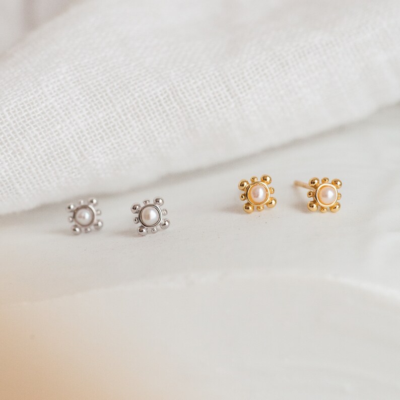 Pearl Stud Earrings by Caitlyn Minimalist Dainty Pearl - Etsy