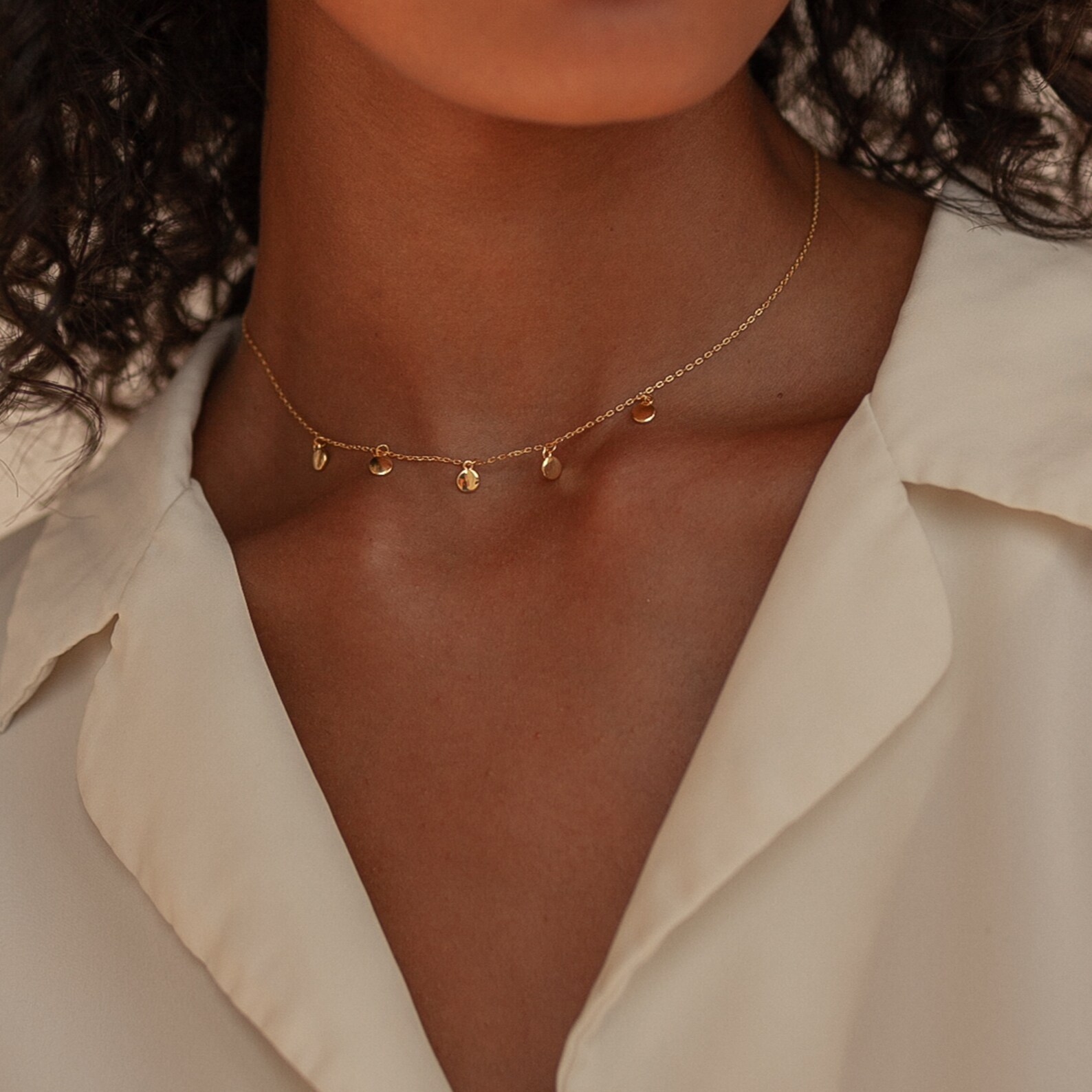 Dainty Coin Drop Necklace Mini Disc Necklace Dainty Boho - Etsy