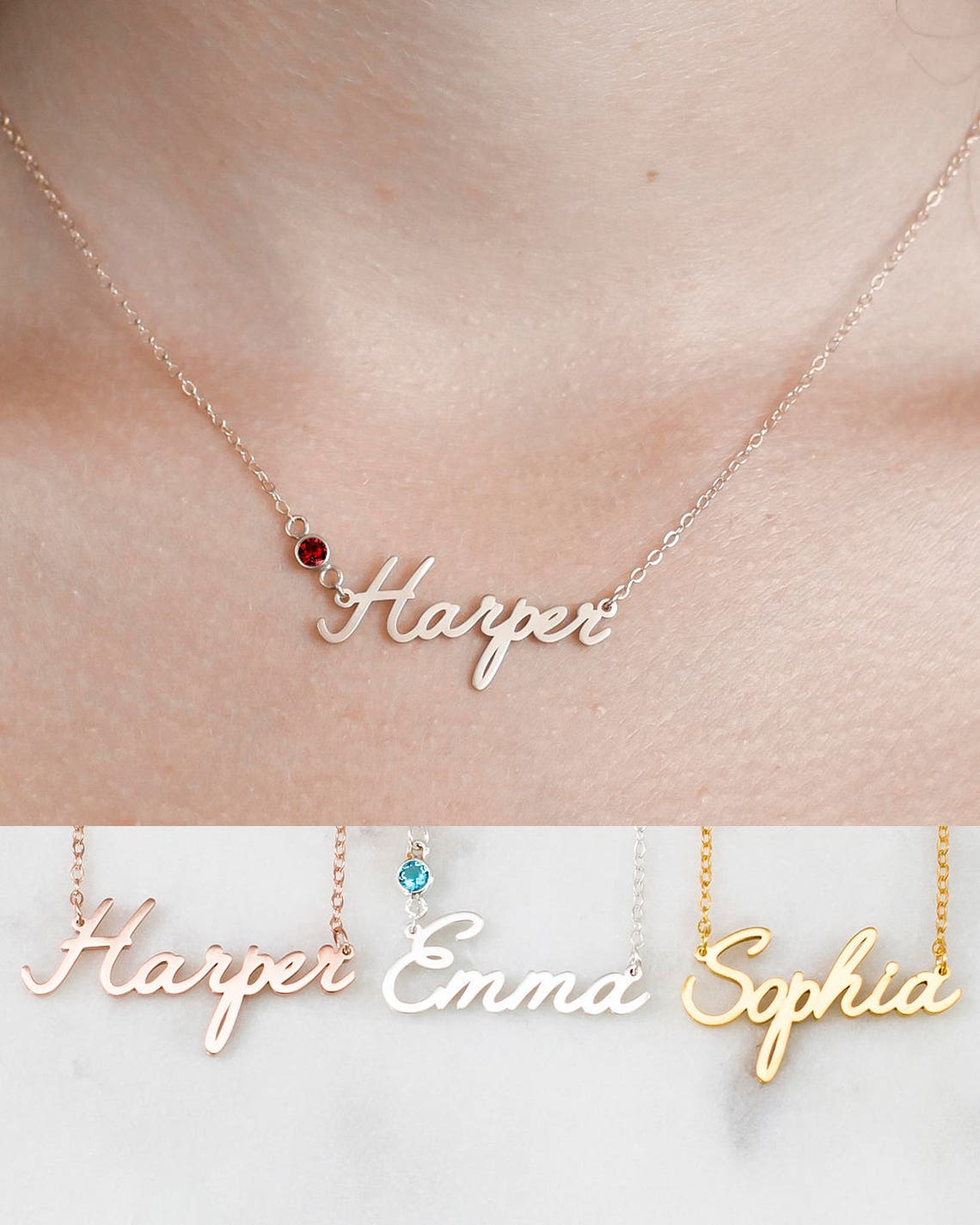Custom Name Necklace Children Necklace Sterling Silver - Etsy
