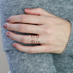 Sideway Initial Ring • Sterling Silver Ring • Stacking Ring • Custom Name Ring • Personalized ...