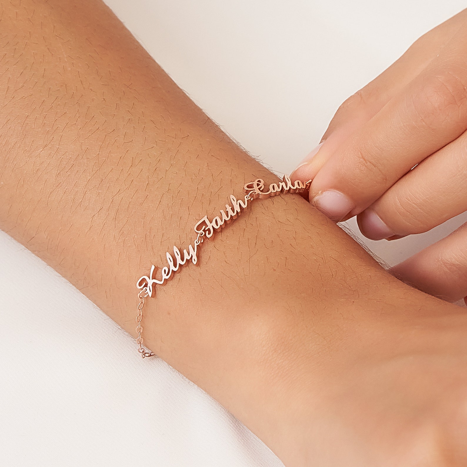 Multiple Name Bracelet in Sterling Silver Gold & Rose Gold by - Etsy