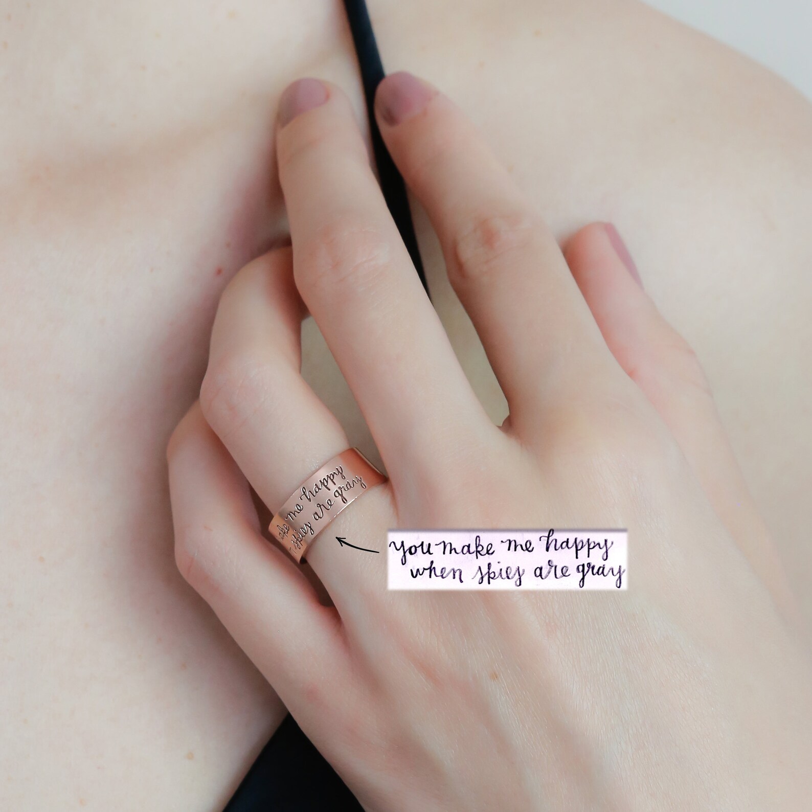 Actual Handwriting Ring Eternity Ring Memorial Custom - Etsy