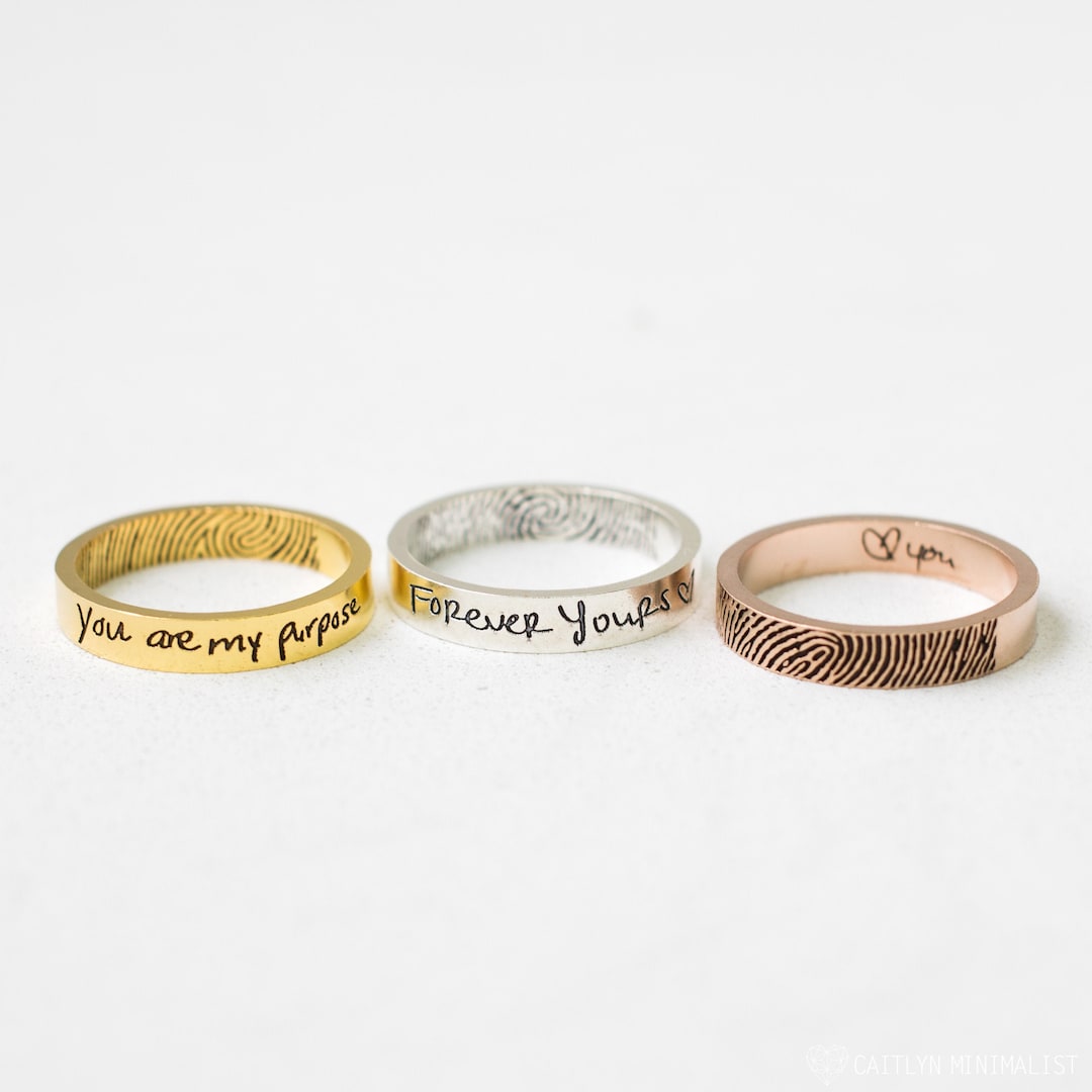 Handwriting Ring • Actual Fingerprint Ring • Wedding Bands • Eternity ...