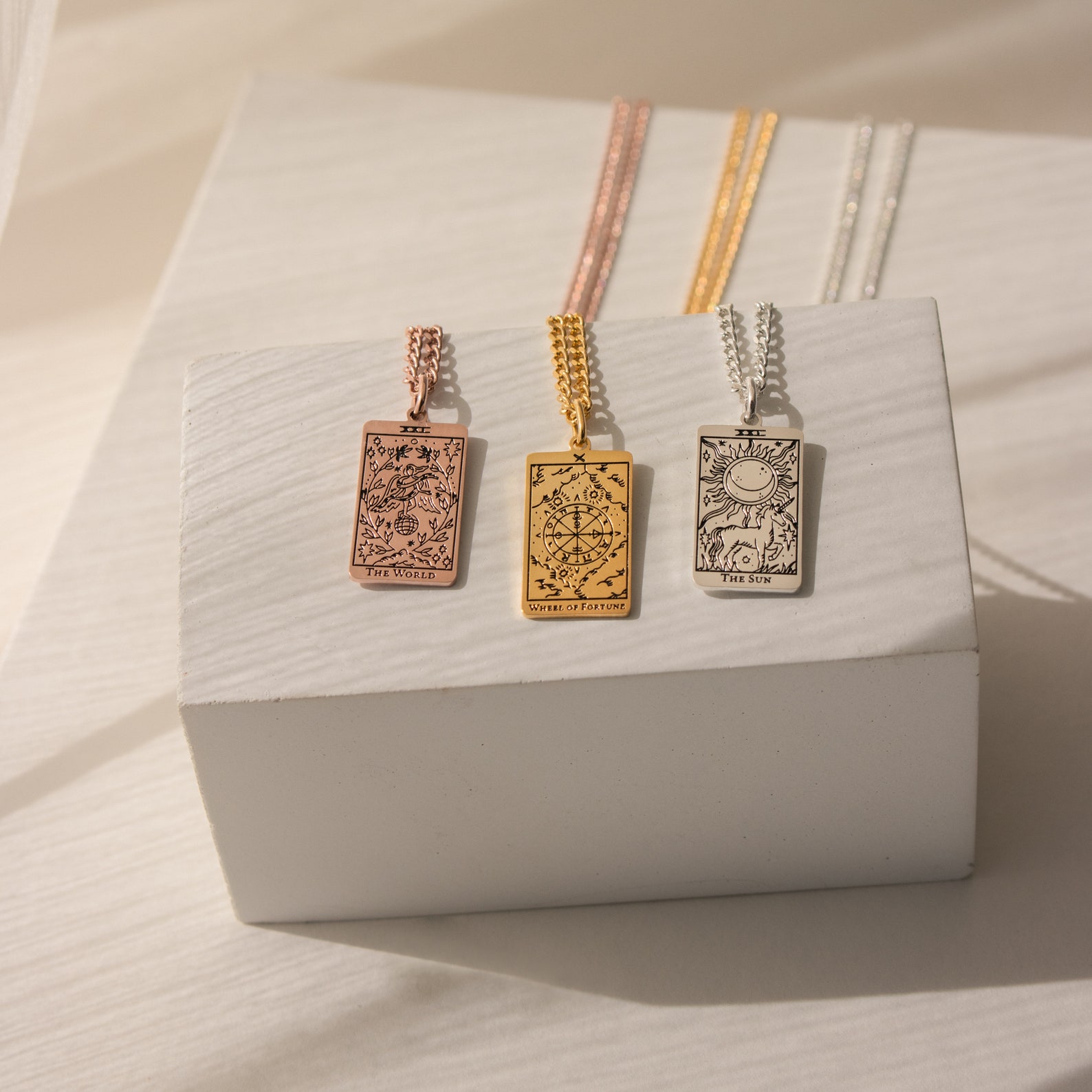 Tarot Card Pendant Necklace With Curb Chain by - Etsy UK