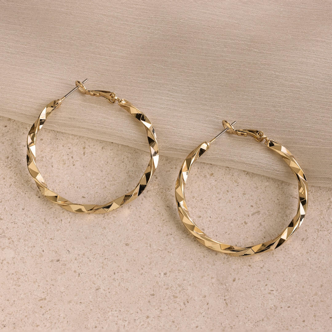 Large Twisted Hoop Earrings by Caitlyn Minimalist • Bold Geometric ...
