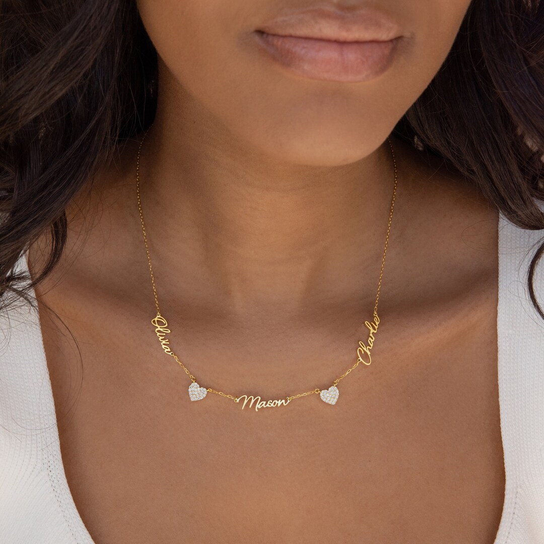 Personalized Nameplate Heart Necklace by Caitlyn Minimalist • Pave ...