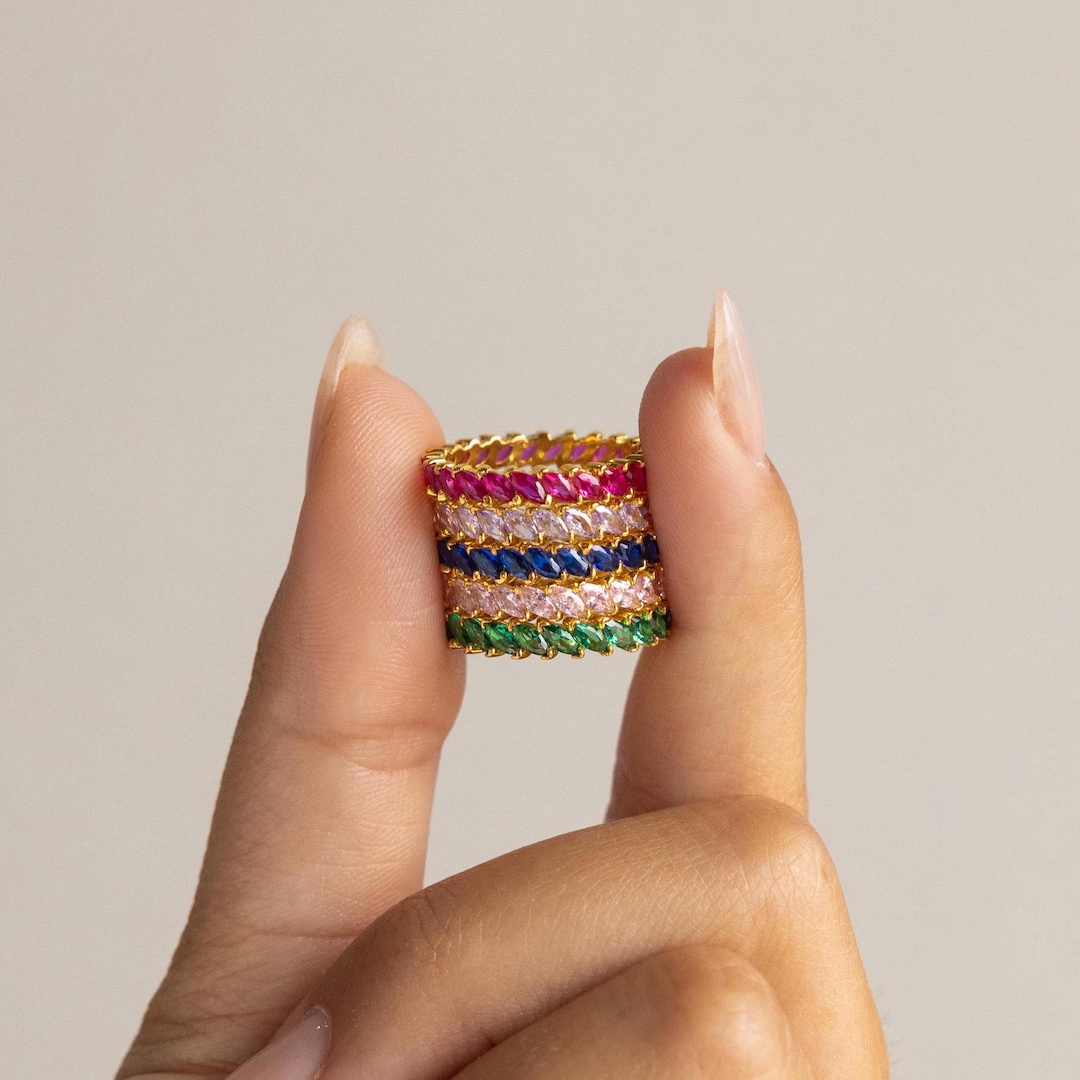 Custom Marquise Eternity Ring by Caitlyn Minimalist • Dainty Birthstone ...
