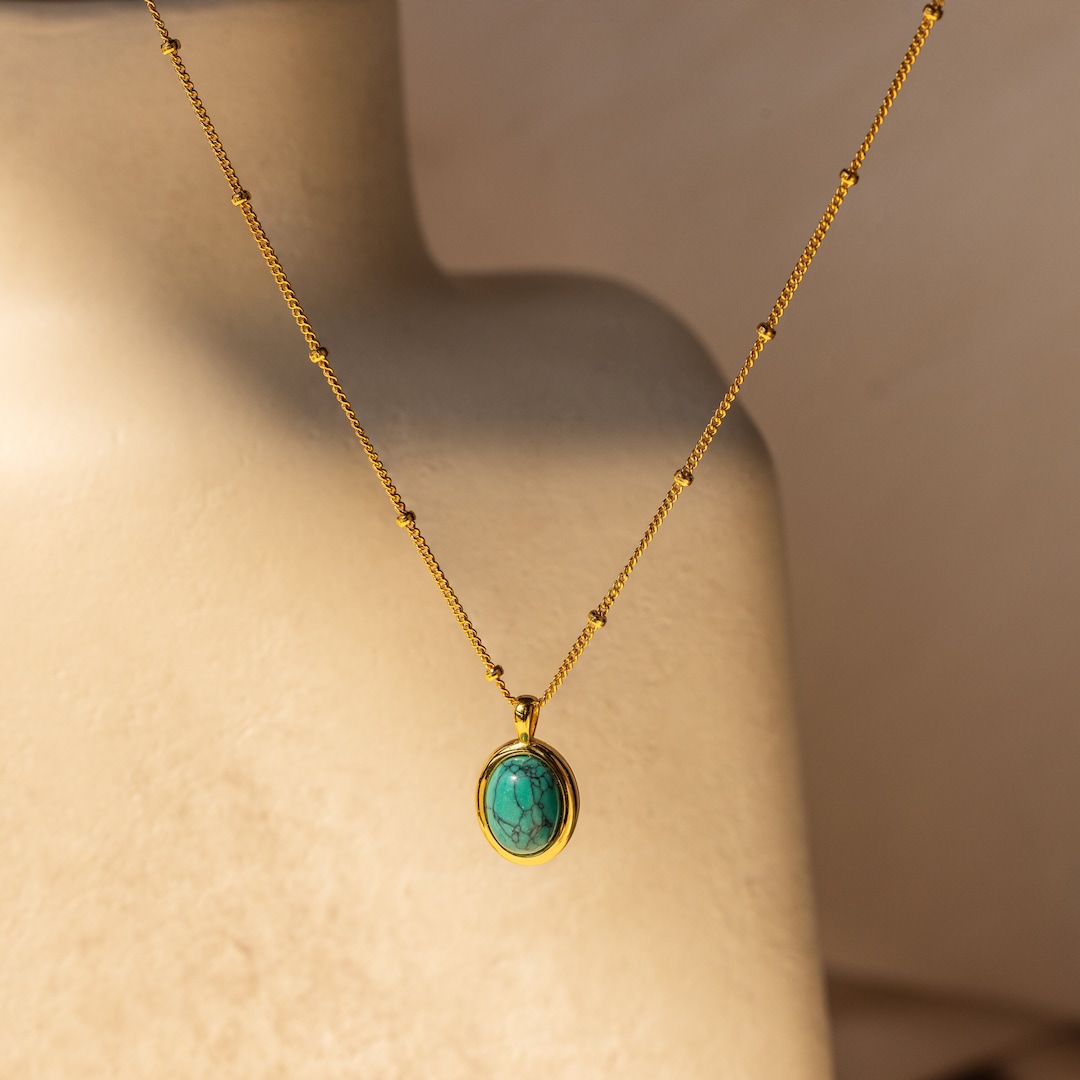 Natural Turquoise Necklace by Caitlyn Minimalist • Crystal Pendant ...