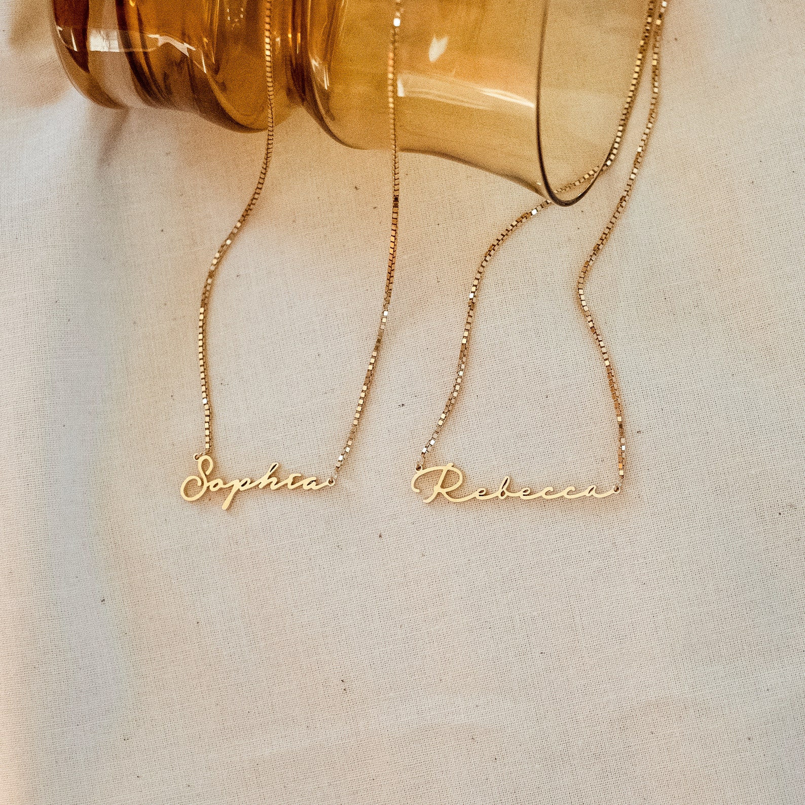 Custom Name Necklace With Box Chain in Gold, Silver, Rose Gold Baby ...