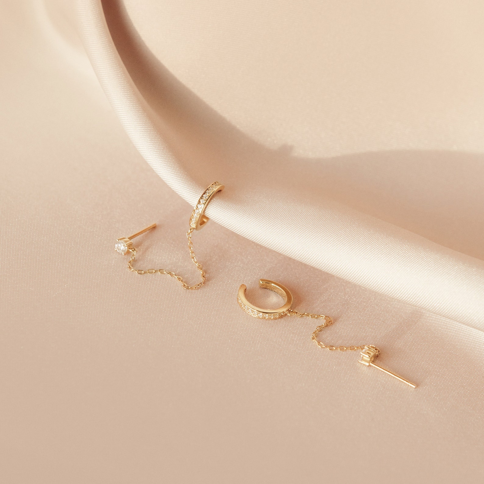 Ear Cuff Chain Earrings Minimalist Chain Diamond Studs Perfect ...