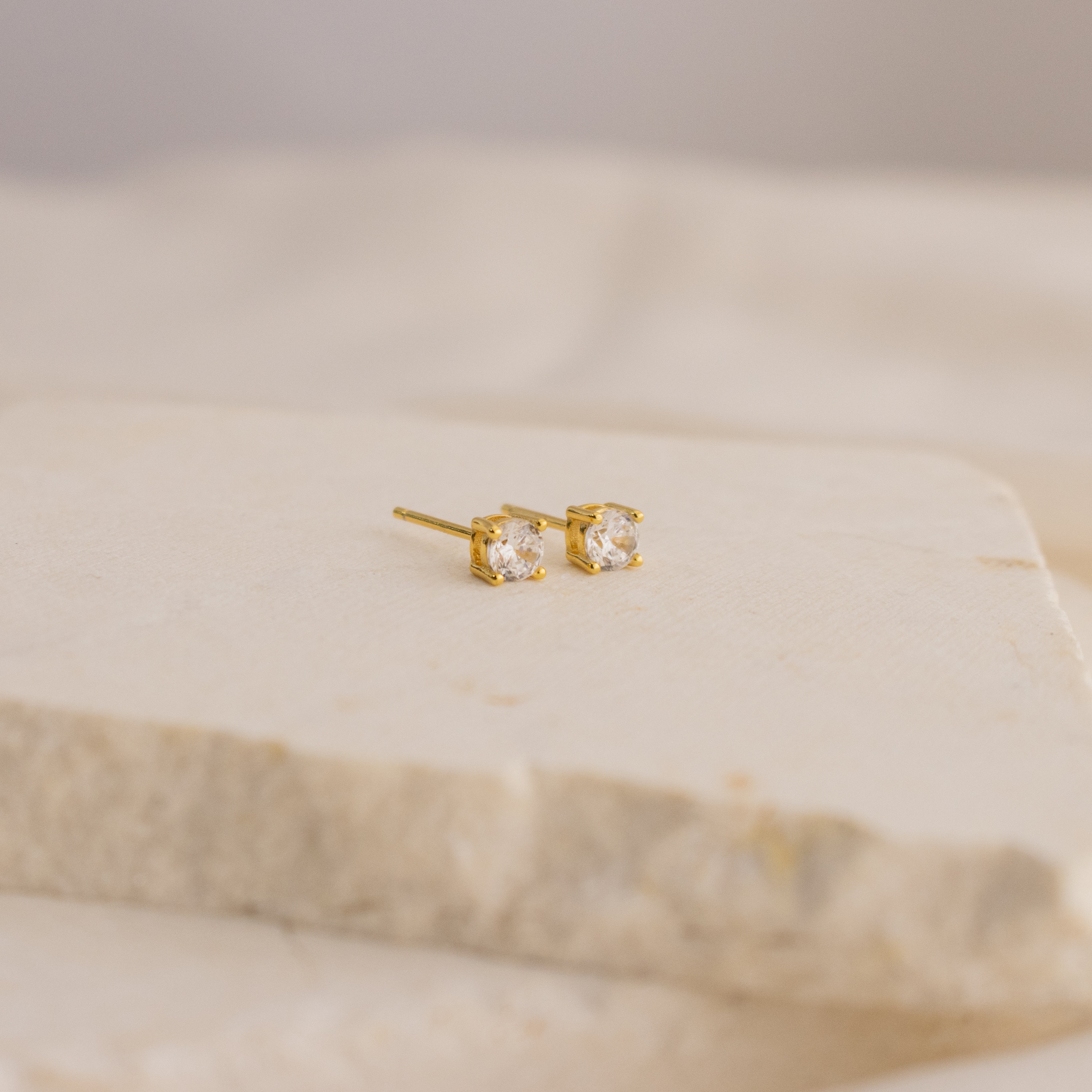 Large Diamond Studs by Caitlyn Minimalist • 4mm Crystal Stud Earrings ...