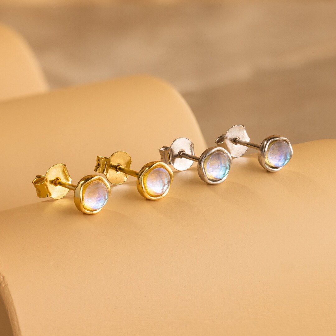 Moonstone Stud Earrings by Caitlynminimalist • Dainty Gemstone Earrings ...