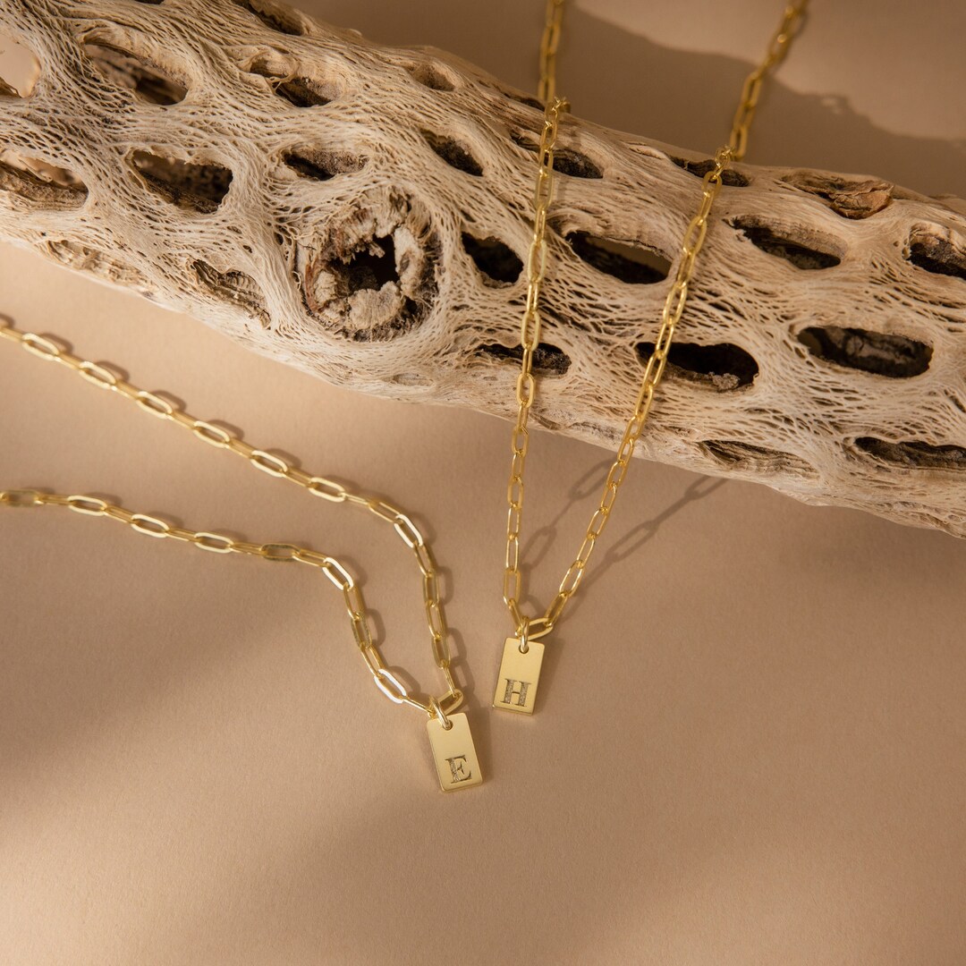 Custom Initial Tag Necklace by Caitlyn Minimalist • Personalized Letter ...