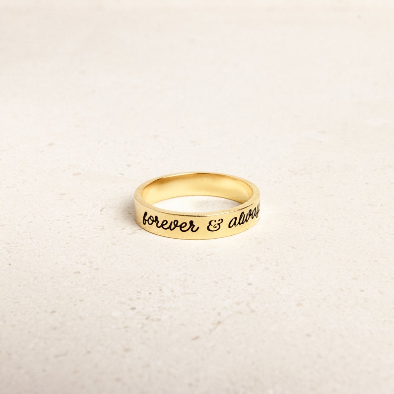Custom Message Ring in Gold Silver Rose Personalized - Etsy