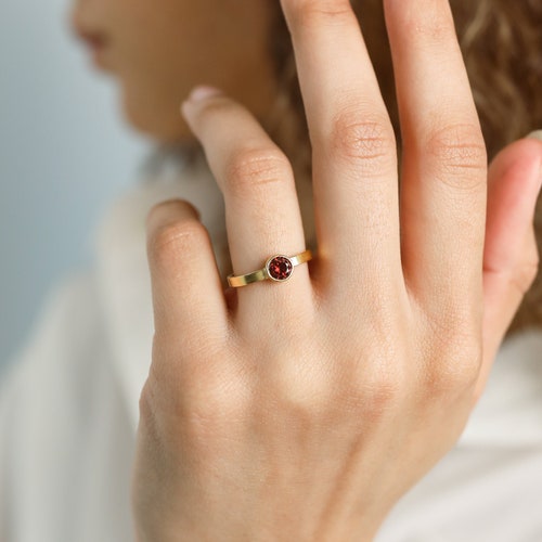 Birthstone Signet Ring by Caitlynminimalist Dainty Gemstone - Etsy