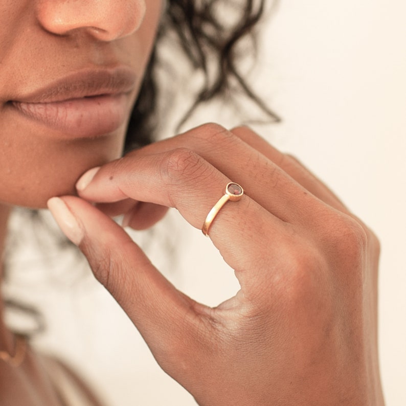 Birthstone Signet Ring by CaitlynMinimalist Dainty Gemstone | Etsy