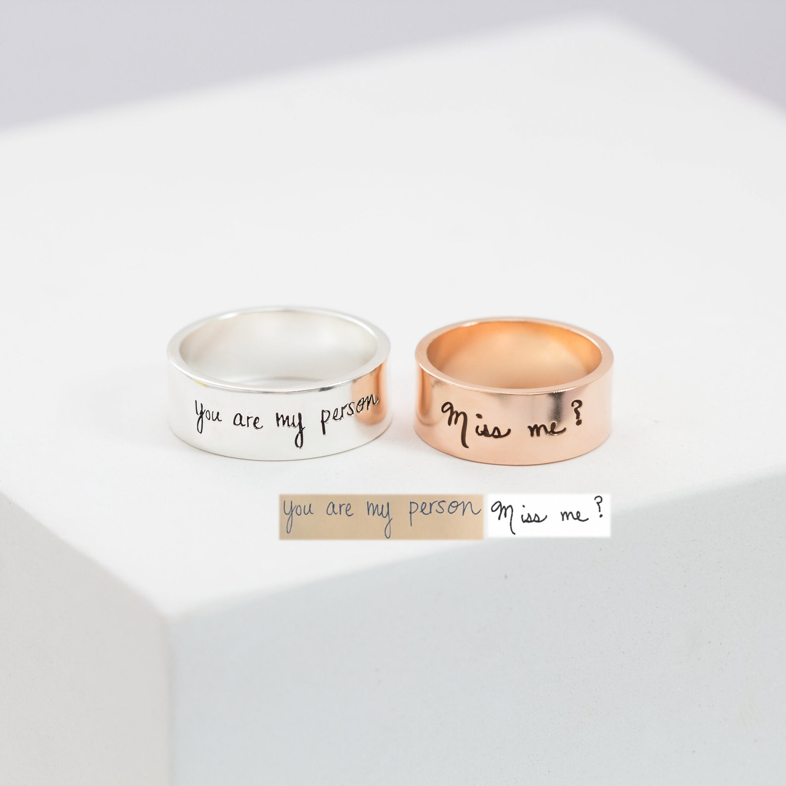 Memorial Handwriting Ring Actual Handwriting Band Ring - Etsy