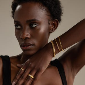 Ribbed Link Chain Bracelet by Caitlyn Minimalist • Chunky Fishtail Link ...