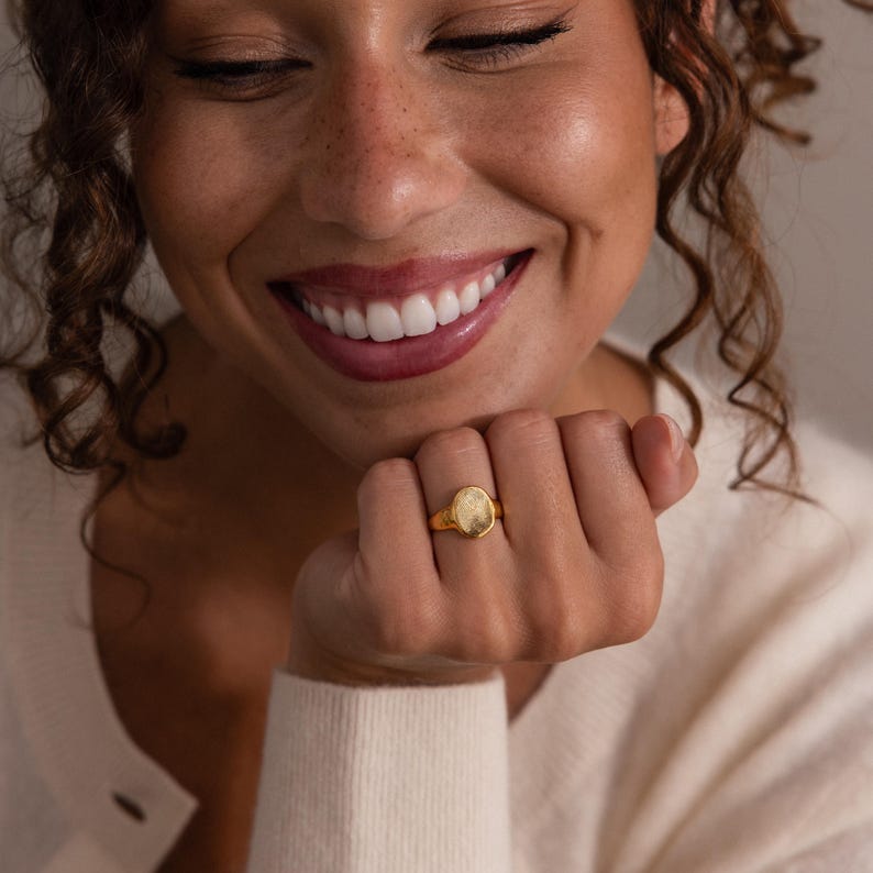 Organic Fingerprint Signet Ring by Caitlyn Minimalist • Engraved ...