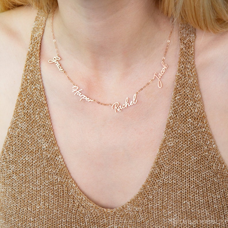 4 Name Necklace Multiple Name Necklace Custom Children - Etsy Hong Kong