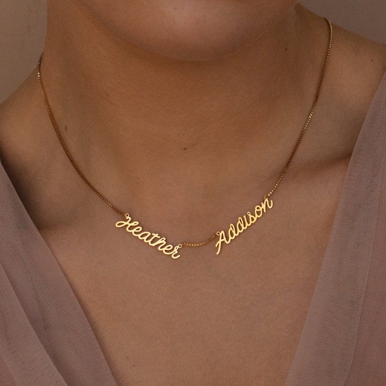 Multiple Name Necklace in Dainty Chain by Caitlyn Minimalist | Etsy