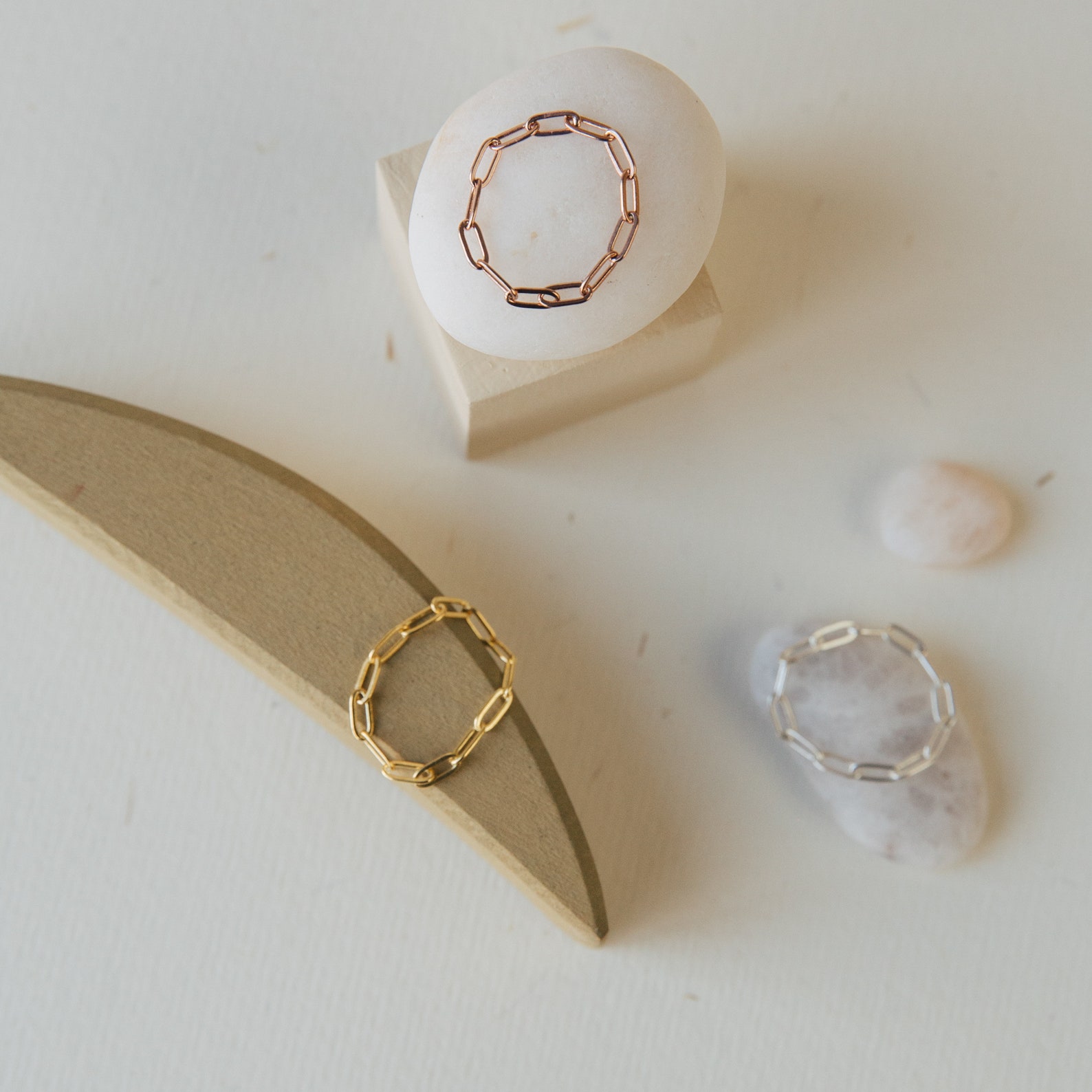 Dainty Paper Clip Chain Ring in Gold Sterling Silver Rose - Etsy