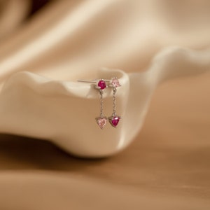 Mismatched Pink Drop Earrings by Caitlyn Minimalist • Ruby Pink Crystal ...