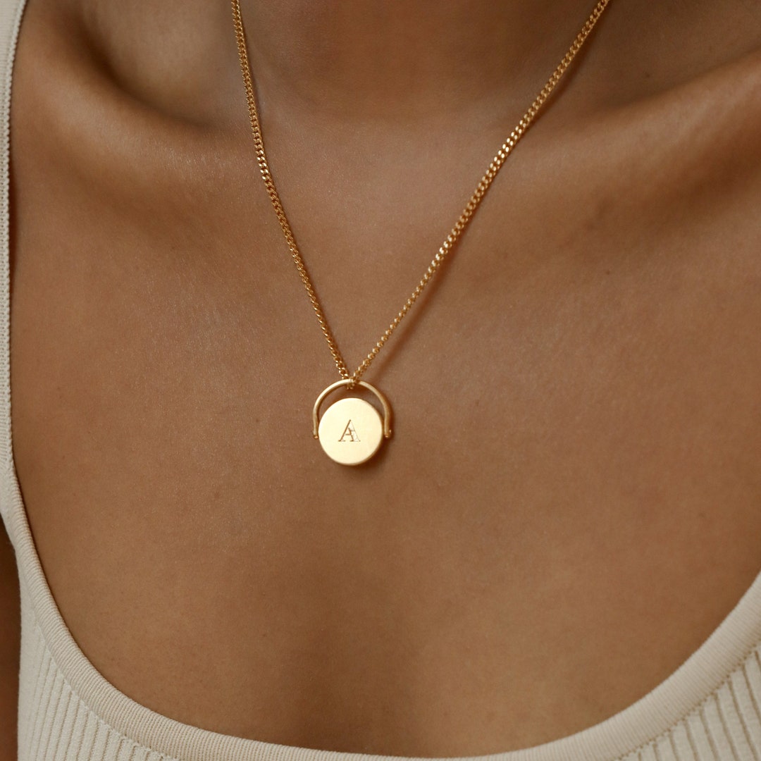 Spinner Pendant Necklace With Curb Chain by Caitlyn Minimalist • Custom ...